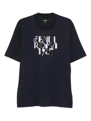 Fendi Roma 1925 Print Cotton T-shirt - Blue