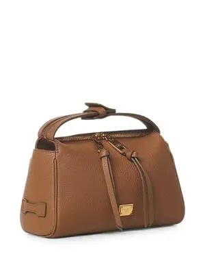 Dolce & Gabbana Vittoria Leather Tote Bag With Logo Plaque - Brown