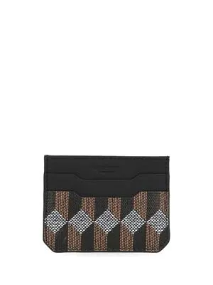 AU DEPART Printed Leather Card Holder - Black