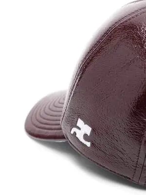 COURREGES Patent Leather-effect Cap With Embroidered Logo