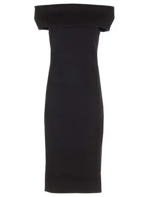 Bottega Veneta Off-the-shoulder Midi Dress - Black