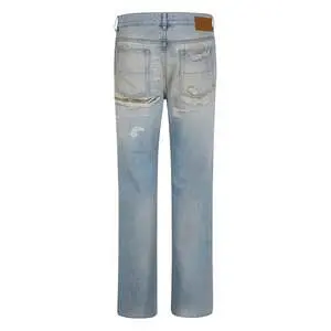 Amiri Camo Repair Straight Leg Jeans - Blue