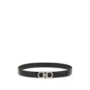 FERRAGAMO Gancini Buckle Leather Belt - Black