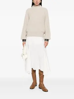 Brunello Cucinelli Cashmere Ribbed Sweater With Embellished Cuffs - Multicolor