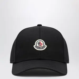 Moncler Cotton Baseball Cap With Patch - Black