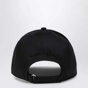 Moncler Cotton Baseball Cap With Patch - Black
