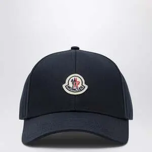 Moncler Baseball Cap With Front Patch In Cotton - Blue
