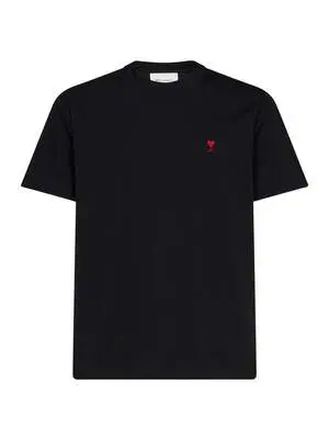 AMI Paris Black Cotton De Cœur T-shirt - Multicolor