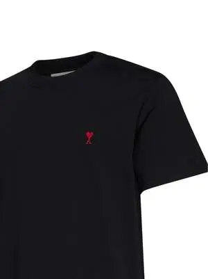 AMI Paris Black Cotton De Cœur T-shirt