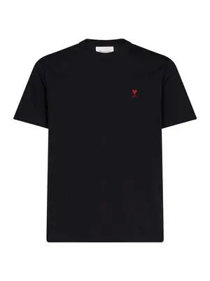 AMI Paris Black Cotton De Cœur T-shirt - Multicolor