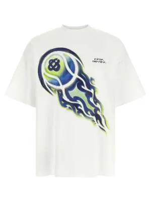 Casablanca Flaming Tennis Ball' T-shirt - White