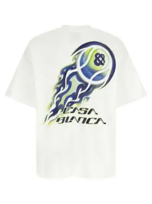 Casablanca Flaming Tennis Ball' T-shirt - White