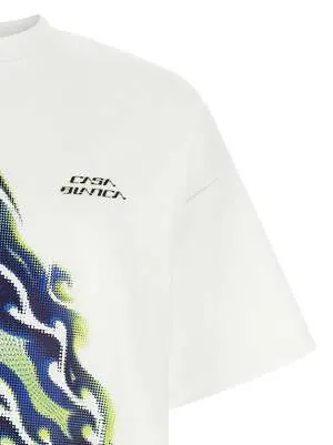 Casablanca Flaming Tennis Ball' T-shirt - White