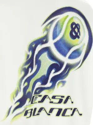 Casablanca Flaming Tennis Ball' T-shirt - White
