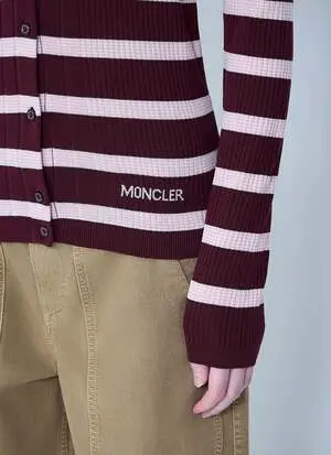 Moncler Striped Ribbed Knit Cardigan