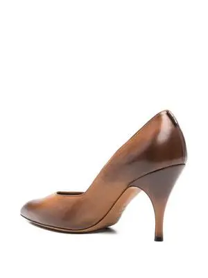 Miu Miu Ayers Vintage-effect Leather Pumps - Brown
