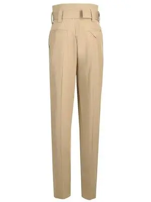 Bottega Veneta High-waisted Trousers With Cotton Belt - Cream