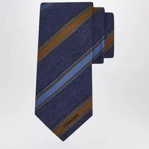 FERRAGAMO Medium Blue Regimental Jacquard Tie - Multicolor