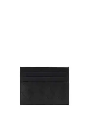 Bottega Veneta Card Holder With Iconic Intrecciato - Black