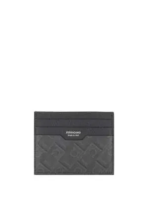 FERRAGAMO Leather Cardholder - Gray
