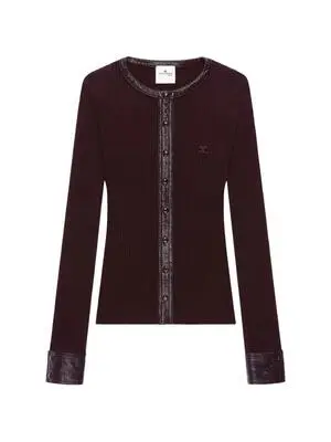 COURREGES Ribbed Cardigan With Vinyl Trim - Red