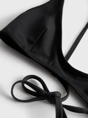 TOTEME Nylon Bikini Top - Black