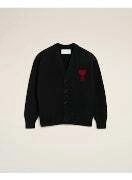 AMI Paris V Neck Cardigan With Contrasted De Coeur - Multicolor