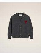 AMI Paris V Neck Cardigan With Contrasted De Coeur - Multicolor