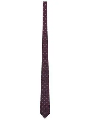 Saint Laurent Silk Jacquard Tie - Red