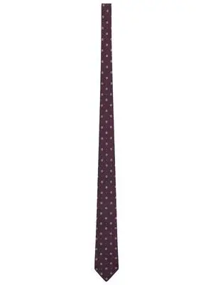 Saint Laurent Silk Jacquard Tie - Red