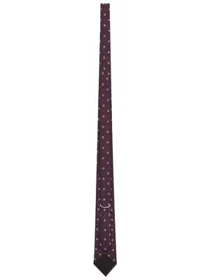 Saint Laurent Silk Jacquard Tie - Red