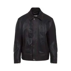 GOLDEN GOOSE Prince Nappa Leather Bomber Jacket - Black