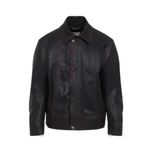 GOLDEN GOOSE Prince Nappa Leather Bomber Jacket - Black