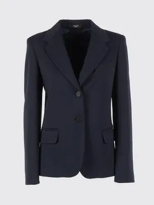 Max Mara Cotton Blend Single Breasted Blazer - Blue