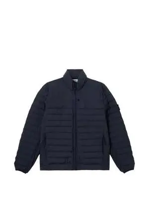 Stone Island Quilted Jacket With Logo Patch - Blue