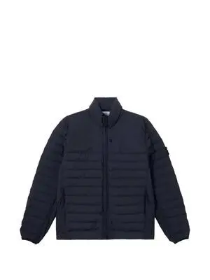 Stone Island Quilted Jacket With Logo Patch - Blue