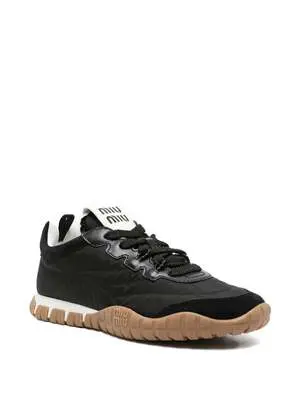 Miu Miu Tyre Technical Fabric And Suede Sneakers - Black