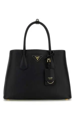 Prada Leather Small Double Handbag - Black