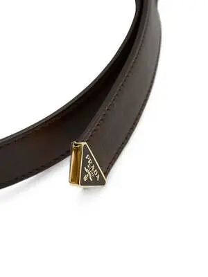 Prada Slim Leather Belt With Logo