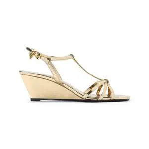 Prada Calf Leather Caged Wedge Sandals - Silver