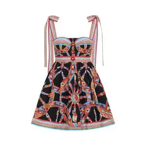 Dolce & Gabbana Carretto Print Poplin Mini Dress - Multicolor
