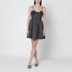 GANNI Satin Mini Dress With Polka Dots - Black