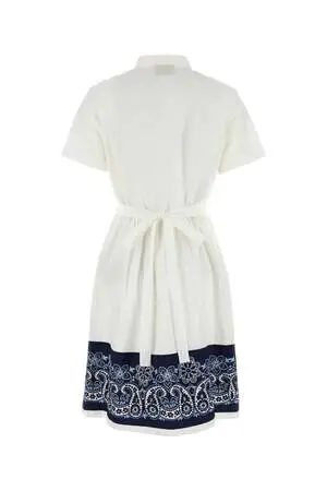 Miu Miu Cotton Blend Shirt Dress - White