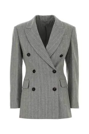 Brunello Cucinelli Embroidered Stretch Wool Blend Blazer - Multicolor