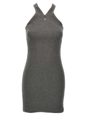 COURREGES Ribbed Mini Dress - Gray