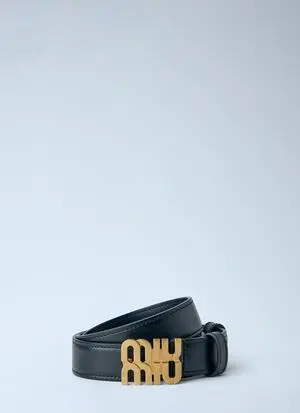 Miu Miu Logo Buckle Leather Belt - Black