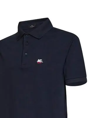 Etro Navy Blue Cotton Piqué Pegaso-embroidered Polo Shirt - Multicolor
