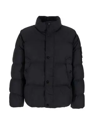 Stone Island Button-up Quilted Jacket - Black
