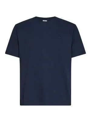 Etro Navy Blue Cotton Logo-embroidered T-shirt - Multicolor