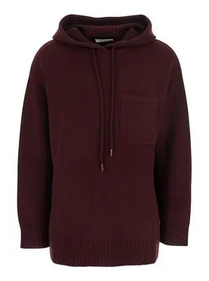 Max Mara Liana' Bordeaux Sweater With Drawstring Hood And Dropped Shoulders In Cashmere - Multicolor